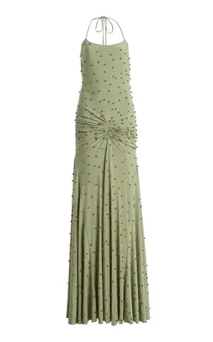 SIEDRES Nensi Embellished Halterneck Maxi Dress - Green
