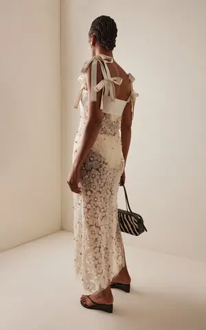 SIEDRES Floral-appliquéd Tulle Midi Dress