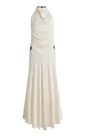 SIEDRES Jeanne Floral Jacquard Maxi Dress - White