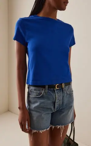 AGOLDE Adine Shrunken Cotton T-shirt - Blue