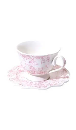 NOON & MOON Rosy Bloom Teacup & Saucer - Pink
