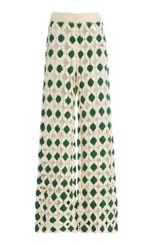 ALL THAT REMAINS Cris Crocheted Cotton Wide-leg Pants - Green