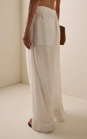 ALL THAT REMAINS Lennon Silk-cotton Wide-leg Pants - White