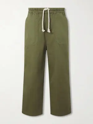 Officine Générale Ferry Wide-leg Cotton-twill Shorts - Green