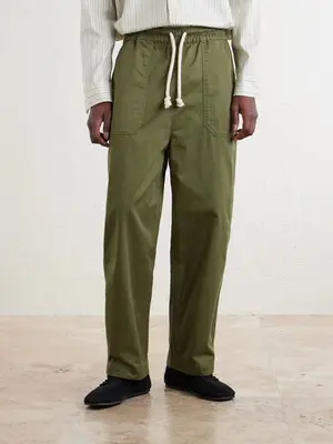 Officine Générale Ferry Wide-leg Cotton-twill Shorts - Green