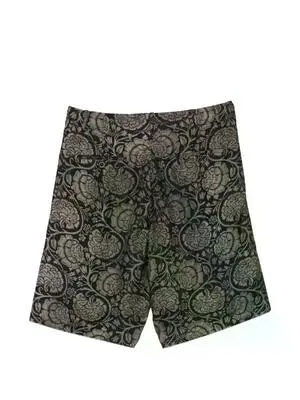 UMA WANG Floral-print Drawstring Shorts - Black