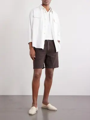 Mr P. Straight-leg Linen Shorts - Brown