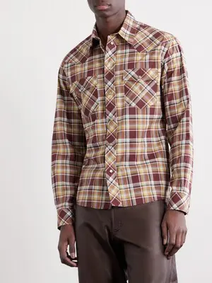 Versace Checked Cotton Shirt - Brown