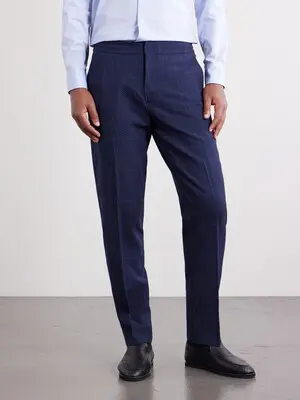 Mr P. Slim-fit Checked Wool-blend Trousers