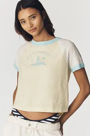 PILCRO Cotton Raglan Graphic Tee - Canary
