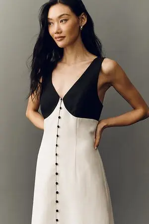 MARE MARE Len V-neck Button-front Maxi Dress