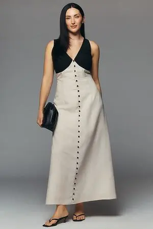 MARE MARE Len V-neck Button-front Maxi Dress