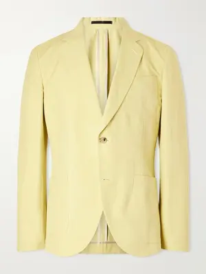 Loewe Cotton And Linen-blend Blazer - Yellow