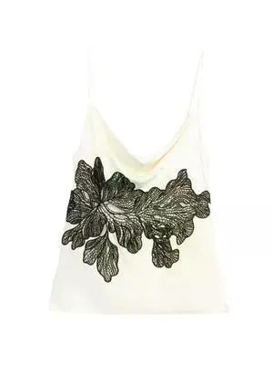 Patrizia Pepe Lace-detail Sleeveless Top - Neutrals