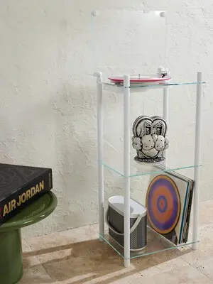 TRANSPARENT Turntable With Aluminum And Glass Stand - Neutrals
