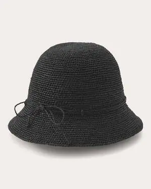 Helen Kaminski Villa 6 Crocheted Raffia Cloche - Black