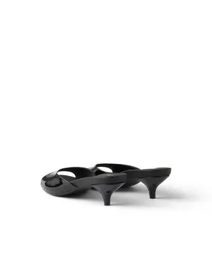 Prada Patent Leather Kitten Heel Sandals