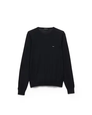 Prada Superfine Wool Crew-neck Sweater - Navy