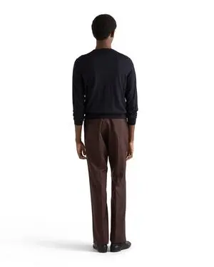 Prada Superfine Wool Crew-neck Sweater - Navy