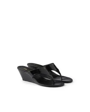 Prada Patent Leather Thong Wedge Sandals