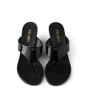 Prada Patent Leather Thong Wedge Sandals