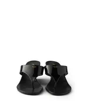 Prada Patent Leather Thong Wedge Sandals