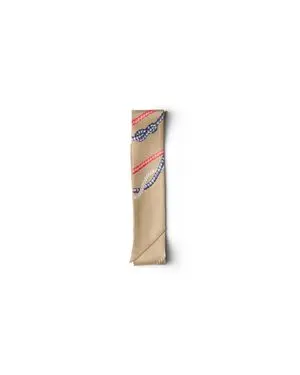 Prada Printed Silk Twill Skinny Scarf Camel Brown
