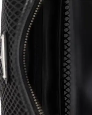 Prada Re-edition 2005 Mesh And Brushed Leather Bag - Black