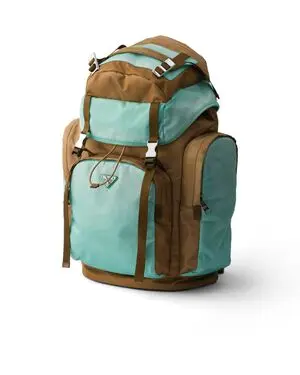 Prada Re-nylon And Saffiano Leather Backpack - Brandy/jade