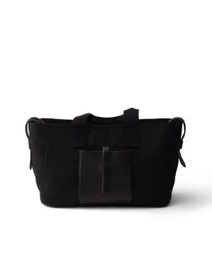 Prada Large Canvas And Leather Tote Bag