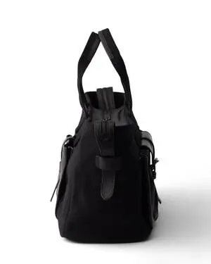 Prada Large Canvas And Leather Tote Bag