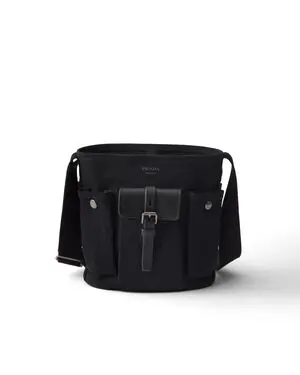 Prada Canvas And Leather Bucket Bag