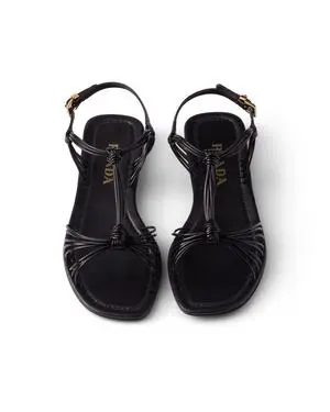 Prada Strappy Patent Leather Sandals - Black