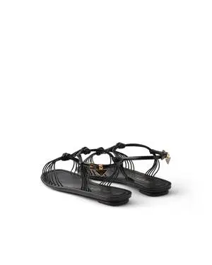 Prada Strappy Patent Leather Sandals - Black