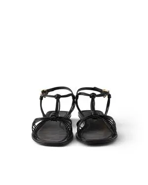 Prada Strappy Patent Leather Sandals - Black