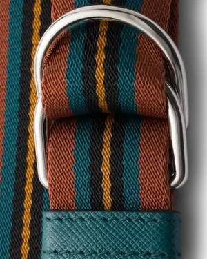 Prada Woven Nylon Belt With Double Ring Buckle