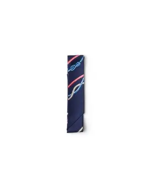 Prada Printed Silk Twill Skinny Scarf - Navy