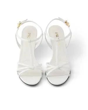 Prada Patent Leather Wedge Sandals - White