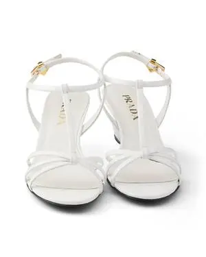 Prada Patent Leather Wedge Sandals - White
