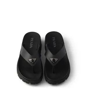 Prada Rubber Thong Sandals - Black