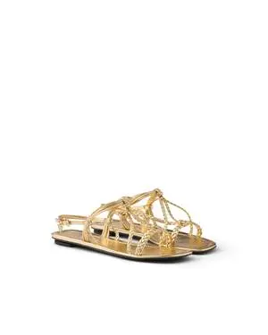 Prada Flat Nappa Leather Sandals - Platinum