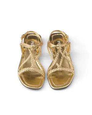 Prada Flat Nappa Leather Sandals - Platinum
