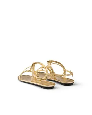 Prada Flat Nappa Leather Sandals - Platinum