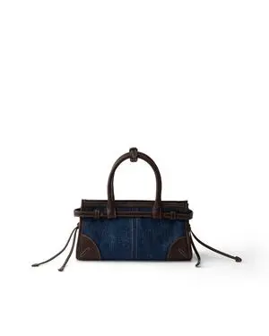 Prada Small Denim And Leather Handbag - Blue/coffee
