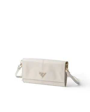 Prada Leather Wallet With Shoulder Strap - White