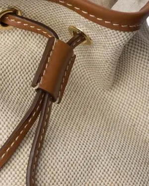 Prada Canvas And Leather Pouch - Beige/cognac