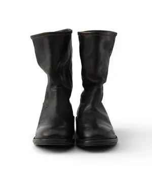 Prada Vintage-effect Leather Mid-calf Boots - Black