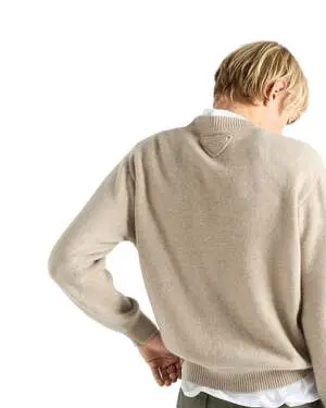 Prada Re-cashmere Crew-neck Sweater - Hemp