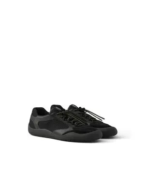 Prada Speedrock Leather And Mesh Sneakers - Black