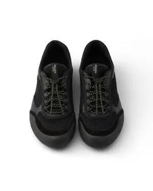 Prada Speedrock Leather And Mesh Sneakers - Black